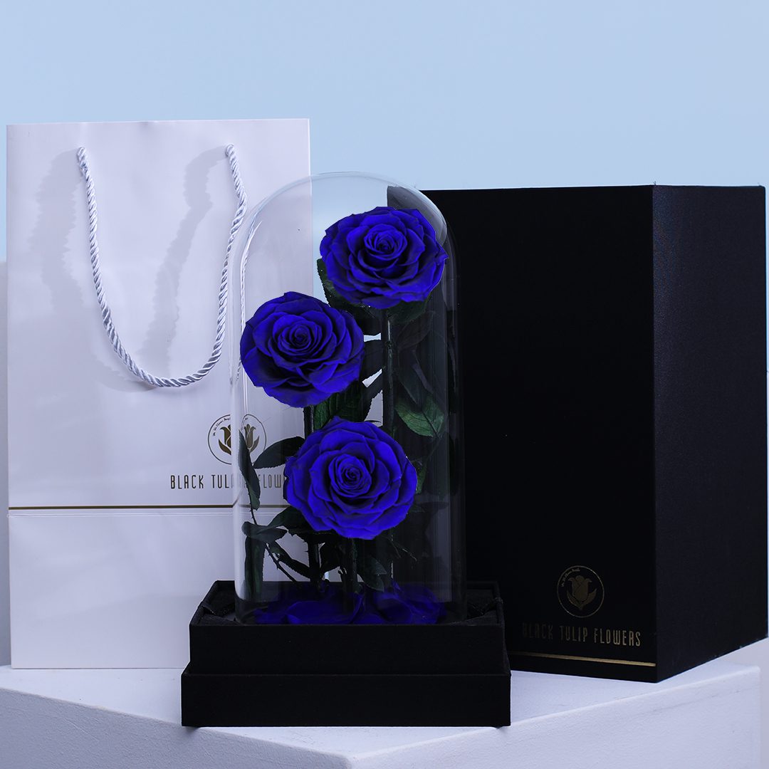 Blue Trio Forever Rose | 3 Royal Blue Infinity Roses