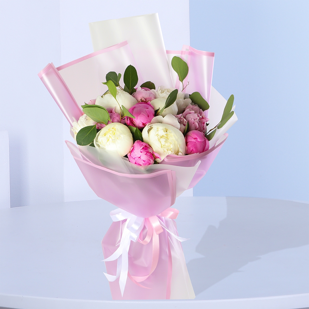 White and Pink Peonies Bouquet - Flower Delivery Dubai, UAE