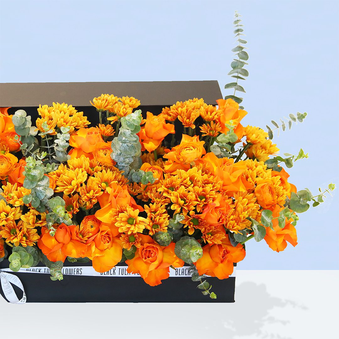 Orange Flowers | Long Flower Box