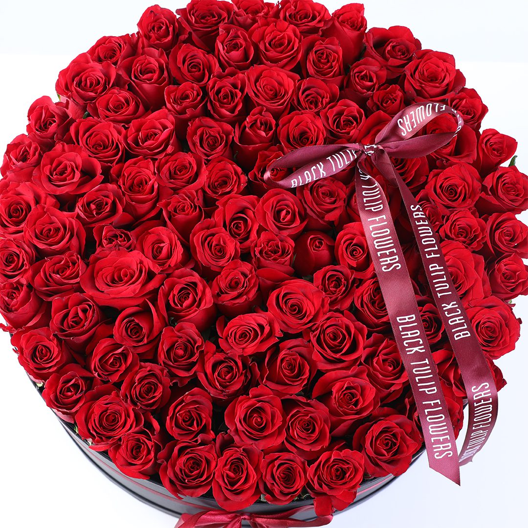 100 Red Roses Valentine Box | Luxury Romantic Flower Gift