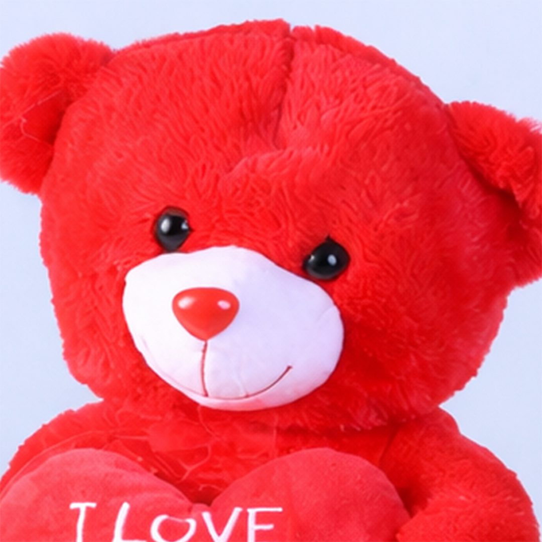 7 Red Roses Bouquet with Red Teddy Valentine Combo