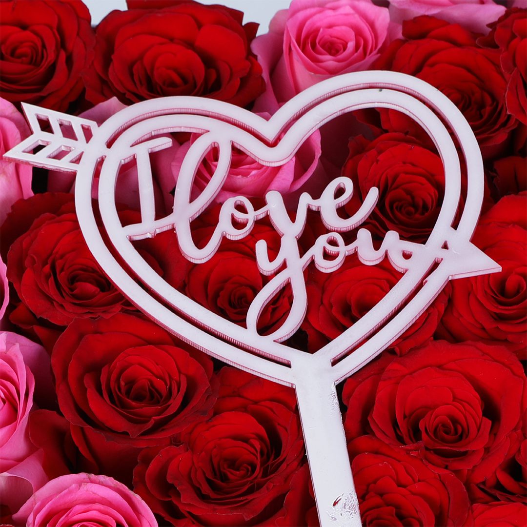 Red & Pink Roses Heart Box | Valentine’s Day Rose Arrangement