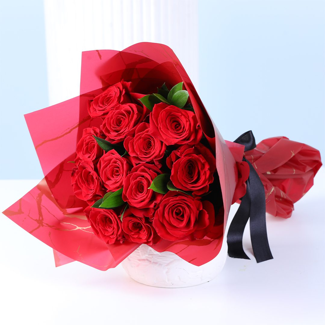 Romantic Surprise Red Roses Bouquet | Love Red Roses Gift